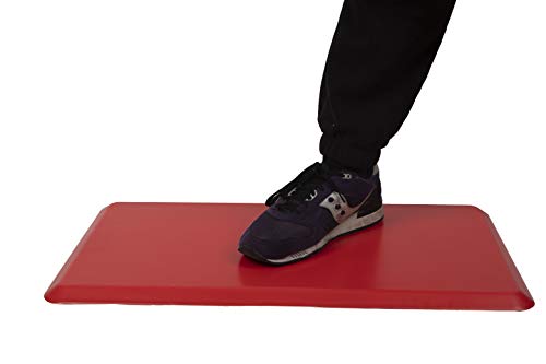 Mind Reader Anti Fatigue Comfort Floor Mat Kitchen Standing Mat Durable and Waterproof Perfect for Standup Desks, Kitchens, Garages, Relieves Foot, Knee, and Back Pain, 16.5" x 27", Red