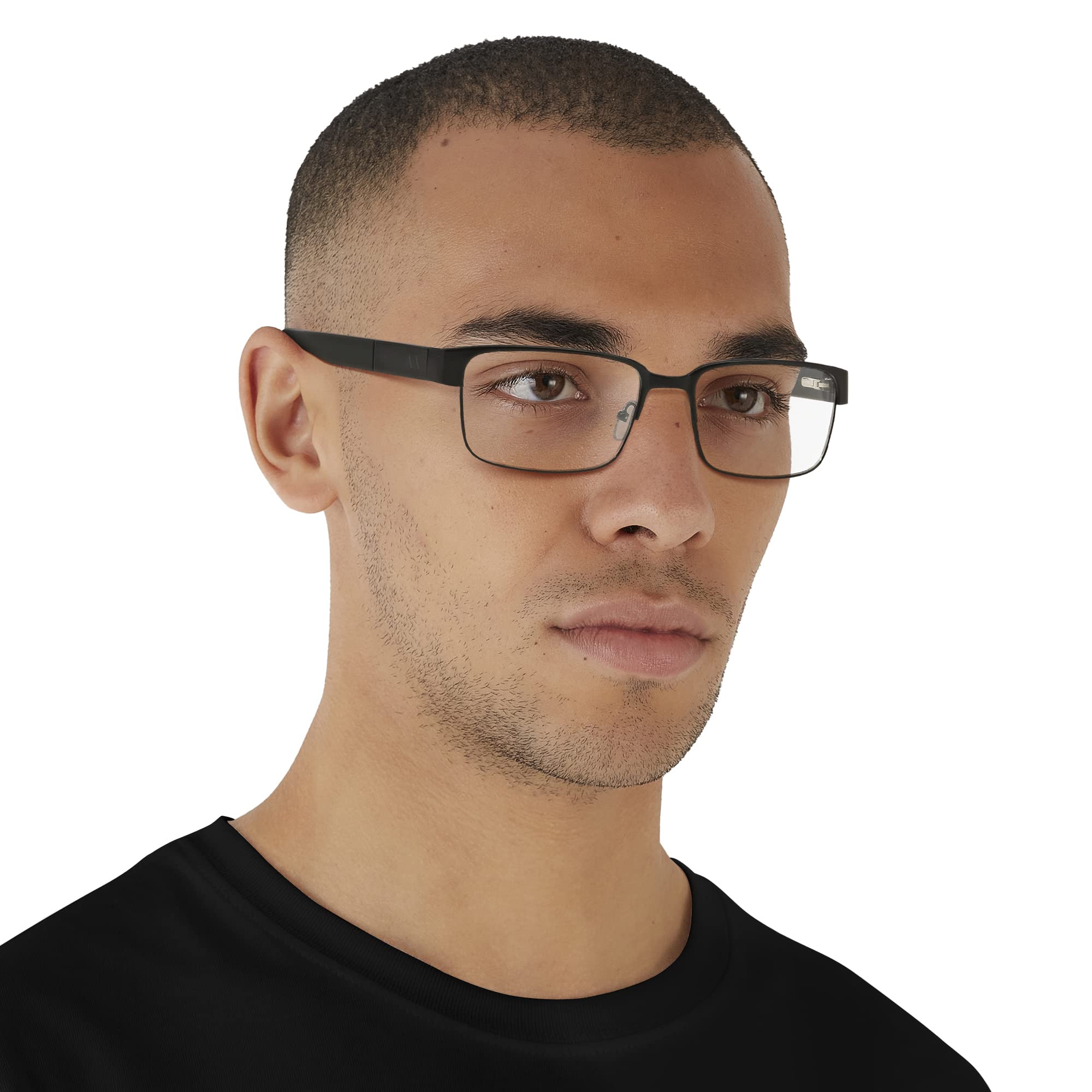 A|X ARMANI EXCHANGE Men's AX1017 Rectangular Prescription Eyeglass Frames, Black/Demo Lens, 56 mm