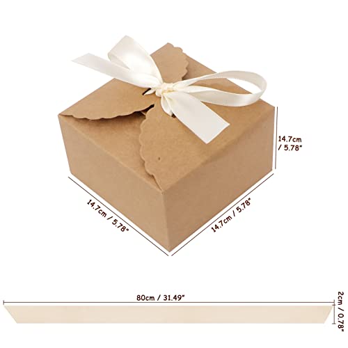 Skycase 12 pcs Gift Boxes, Small Gift Boxes with Ribbon Foldable Personalised Party Favour Boxes, Candy Boxes,Treats Boxes for Holidays, Weddings, Christmas, Birthdays(3.5 * 3.5 * 1.9"),Kraft