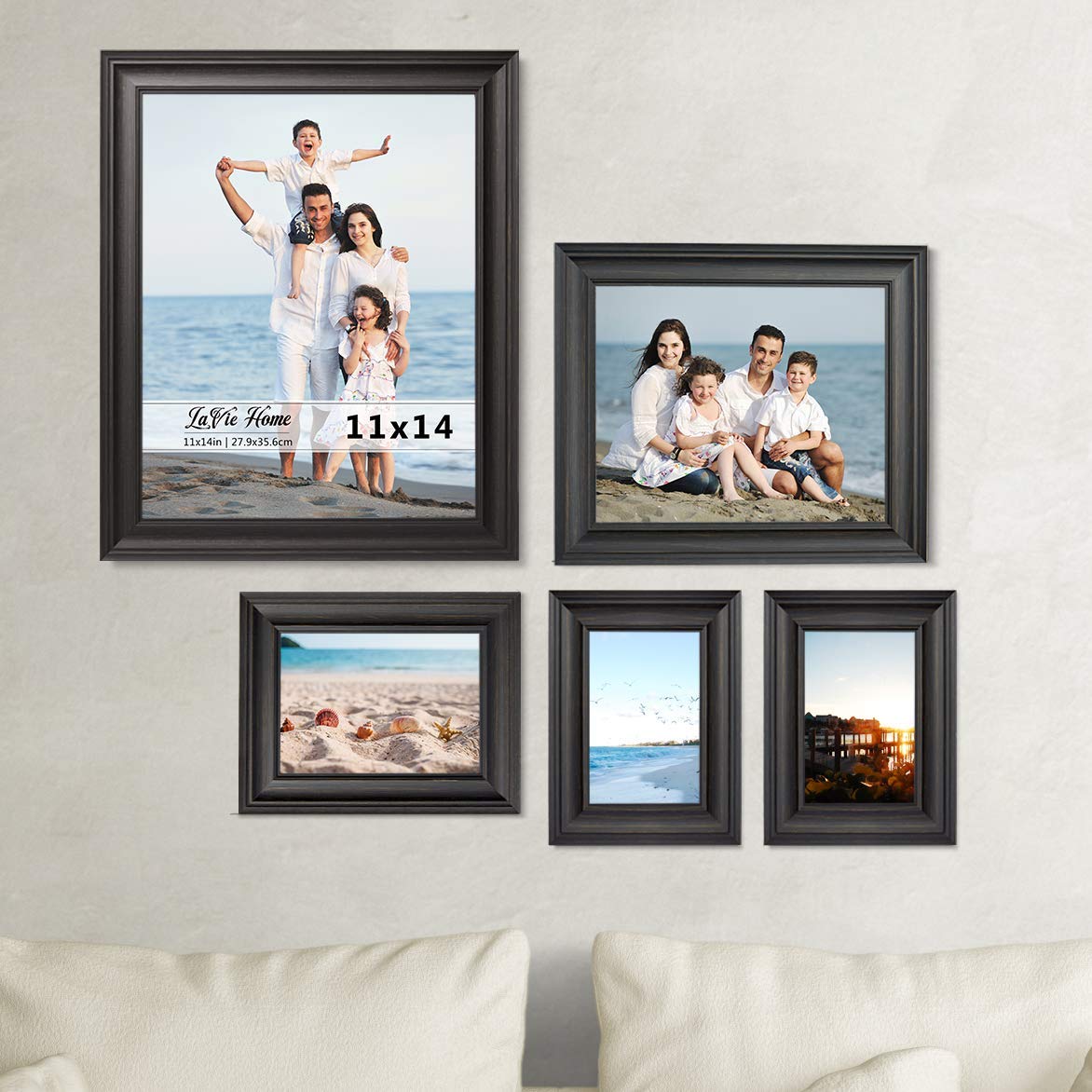LaVie Home 11x14 Picture Frames (1 Pack, Black) Rustic Photo Frame Set with Tempered Glass for Wall Mount Display