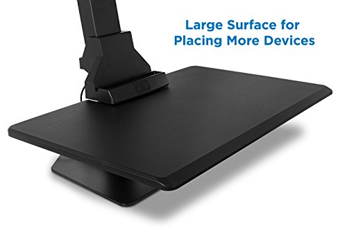 Mount-It! Electric Standing Desk Converter, Motorized Sit Stand Desk with Dual Monitor Mount and iPhone/Tablet Slot, Ergonomic Height Adjustable Workstation, Black (MI-7952)