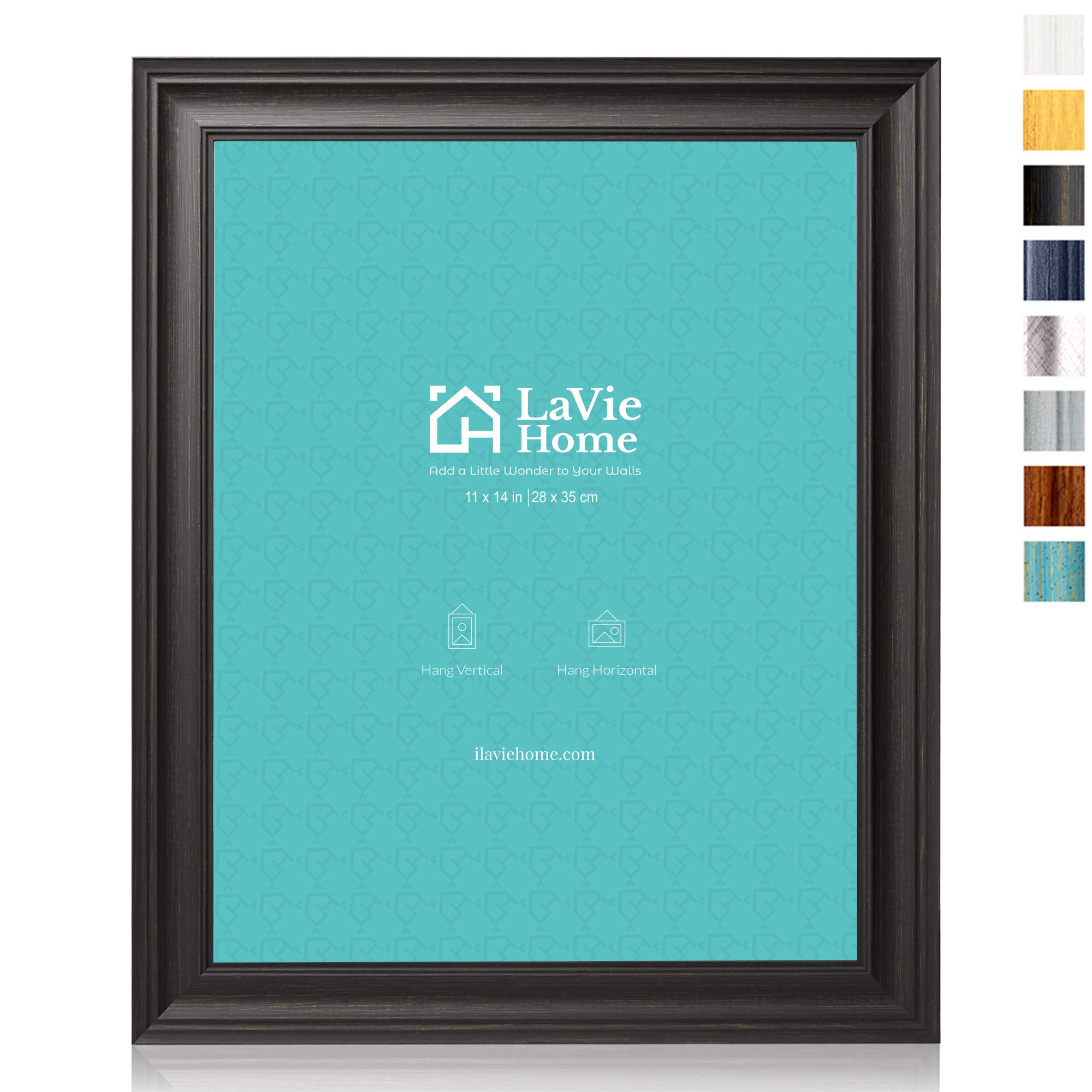 LaVie Home 11x14 Picture Frames (1 Pack, Black) Rustic Photo Frame Set with Tempered Glass for Wall Mount Display
