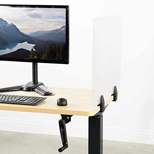 VIVO Dual Frosted Plexiglass 30 x 18 inch Clamp-on Desk Privacy Panels, Acrylic Cubicle Desk Dividers, Office Partitions, Pack of 2, PP-2-G060C