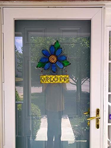 Metal Flower Welcome Signs for Outside Hanging Wall Art Plaque Sign for Front Door Porch Home Decor