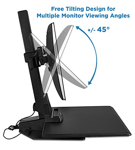 Mount-It! Electric Standing Desk Converter, Motorized Sit Stand Desk with Dual Monitor Mount and iPhone/Tablet Slot, Ergonomic Height Adjustable Workstation, Black (MI-7952)
