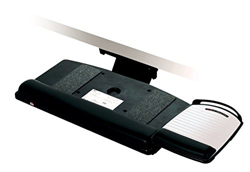 3M Keyboard Tray With Adjustable Keyboard And Mouse Platforms, Turn Knob To Adjust Height And Tilt, Swivels And Stores Under Desk, Gel Wrist Rest And Precise Mouse Pad, 17.75" Track, Black (AKT80LE)