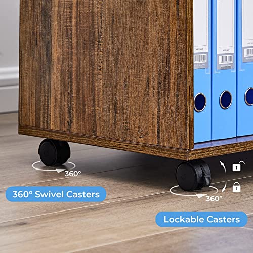 GreenForest File Cabinet for Home Office with Drawer 40 inch Mobile Filing Cabinets Printer Stand with Open Storage Shelves, Walnut