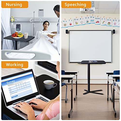 28 Inch Height Adjustable Standing Desk, Utureal Pneumatic Writing Computer Desk for Small Spaces, Ergonomic Lectern Podium with Steady Claw Base, Sit Stand Workstation for School, Home, Office |Black