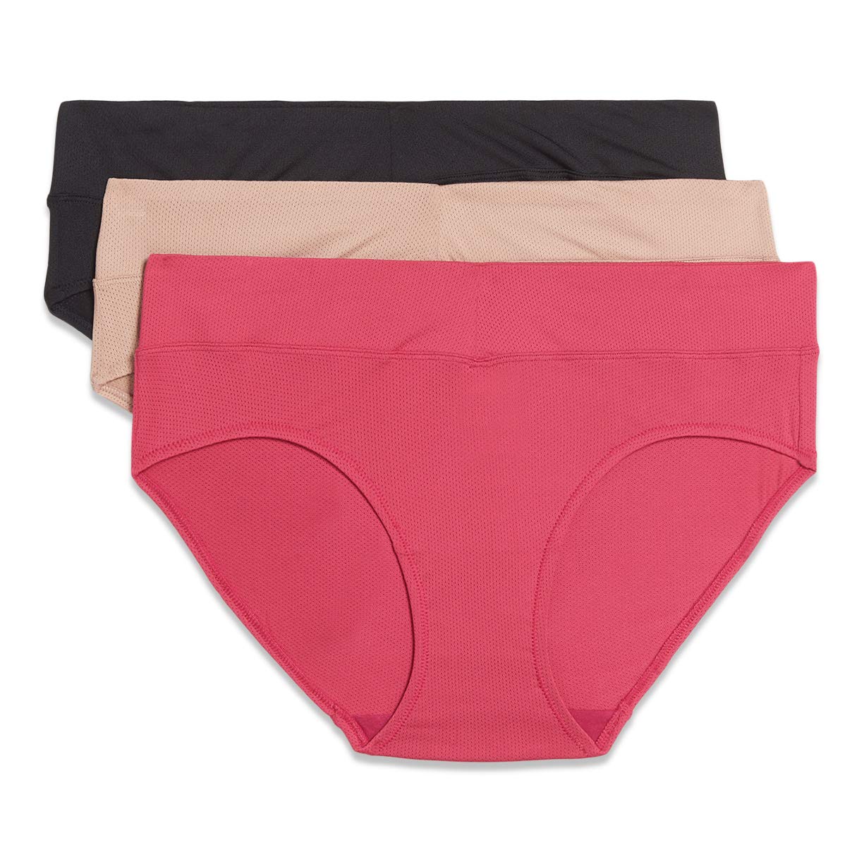 Warner's womens Blissful Benefits Dig-free Comfort Waist Moisture-wicking Microfiber Brief Ru4963w Hipster Panties, Black/Toasted Almond/Vivacious, XX-Large US