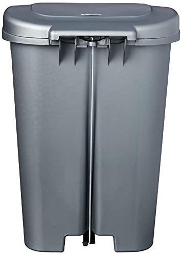 Rubbermaid Classic 13 Gallon Trash Can with Lid and Stainless-Steel Pedal, Gunmetal Blue Waste Bin for Kitchen, NEW Premium Step-On
