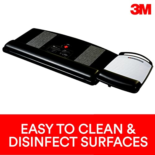3M Keyboard Tray With Adjustable Keyboard And Mouse Platforms, Turn Knob To Adjust Height And Tilt, Swivels And Stores Under Desk, Gel Wrist Rest And Precise Mouse Pad, 17.75" Track, Black (AKT80LE)