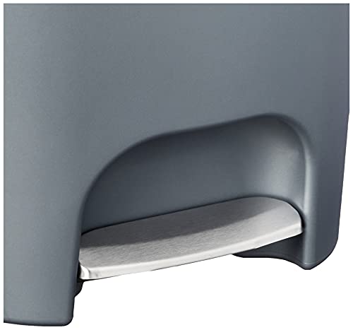 Rubbermaid Classic 13 Gallon Trash Can with Lid and Stainless-Steel Pedal, Gunmetal Blue Waste Bin for Kitchen, NEW Premium Step-On