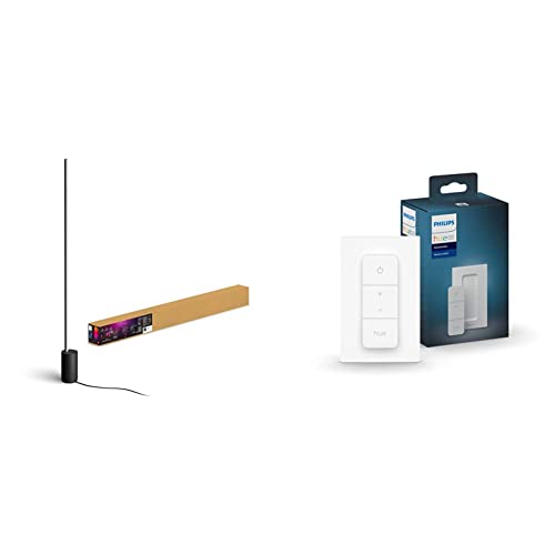 Philips Hue Gradient Signe Floor Lamp, Compatible with Alexa, Apple HomeKit and Google Assistant, Black + Philips v2 Smart Dimmer Switch and Remote, Smart Home, Philips Hue Smart Lights White