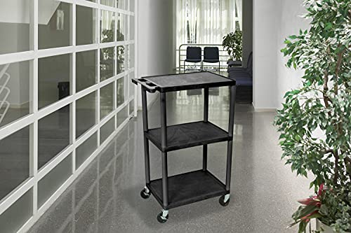 Luxor Mobile Multipurpose Utility Storage Audio Video Presentation Cart with 3 Shelves - Black