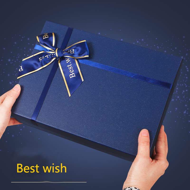 Blue Gift Boxes 3 Pack 2*(7.5x5.1x2.4) 1*( 11.4x8.3x3.5Inches) Paper Gift Box with Lids for Wedding Present Bridesmaid Proposal Gift Graduation Holiday Birthday Party Favor Engagements Father's Valentine's Mother's Day
