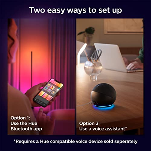 Philips Hue Gradient Signe Floor Lamp, Compatible with Alexa, Apple HomeKit and Google Assistant, Black + Philips v2 Smart Dimmer Switch and Remote, Smart Home, Philips Hue Smart Lights White