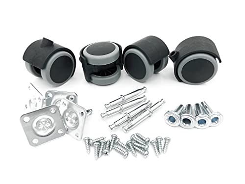 SYSanjang SYTX-324 2" (Set of 4) Floor Protector Rubber Caster Wheels (5/16 Inch Stem/Top Plate Mounting Options)