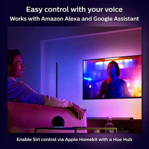 Philips Hue Gradient Signe Floor Lamp, Compatible with Alexa, Apple HomeKit and Google Assistant, Black + Philips v2 Smart Dimmer Switch and Remote, Smart Home, Philips Hue Smart Lights White