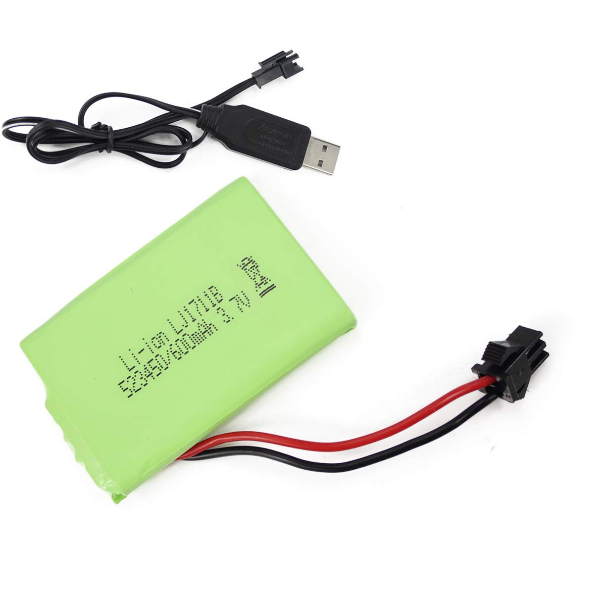 Fisca Rechargeable 3.7V 600mAh Lithium Ion Spare Battery with USB Charger, SM 2P Connector for RC Robot and Robotic Dog
