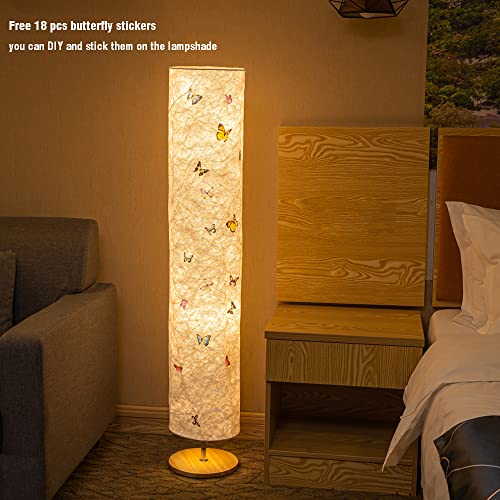 YIEONSHION Soft Light Floor Lamp, 52" Simple Design Morden Slim Warm Light 3000K LED Tyvek Fabric Shade with 2 LED Bulbs Standing Lamp for Living Room Bedroom Game Room