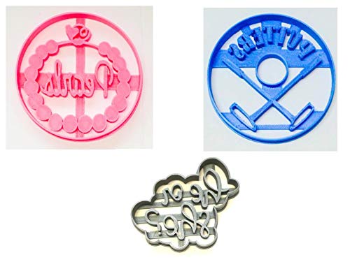 PUTTERS OR PEARLS GENDER REVEAL BABY SHOWER SET OF 3 COOKIE CUTTERS MADE IN USA PR1436