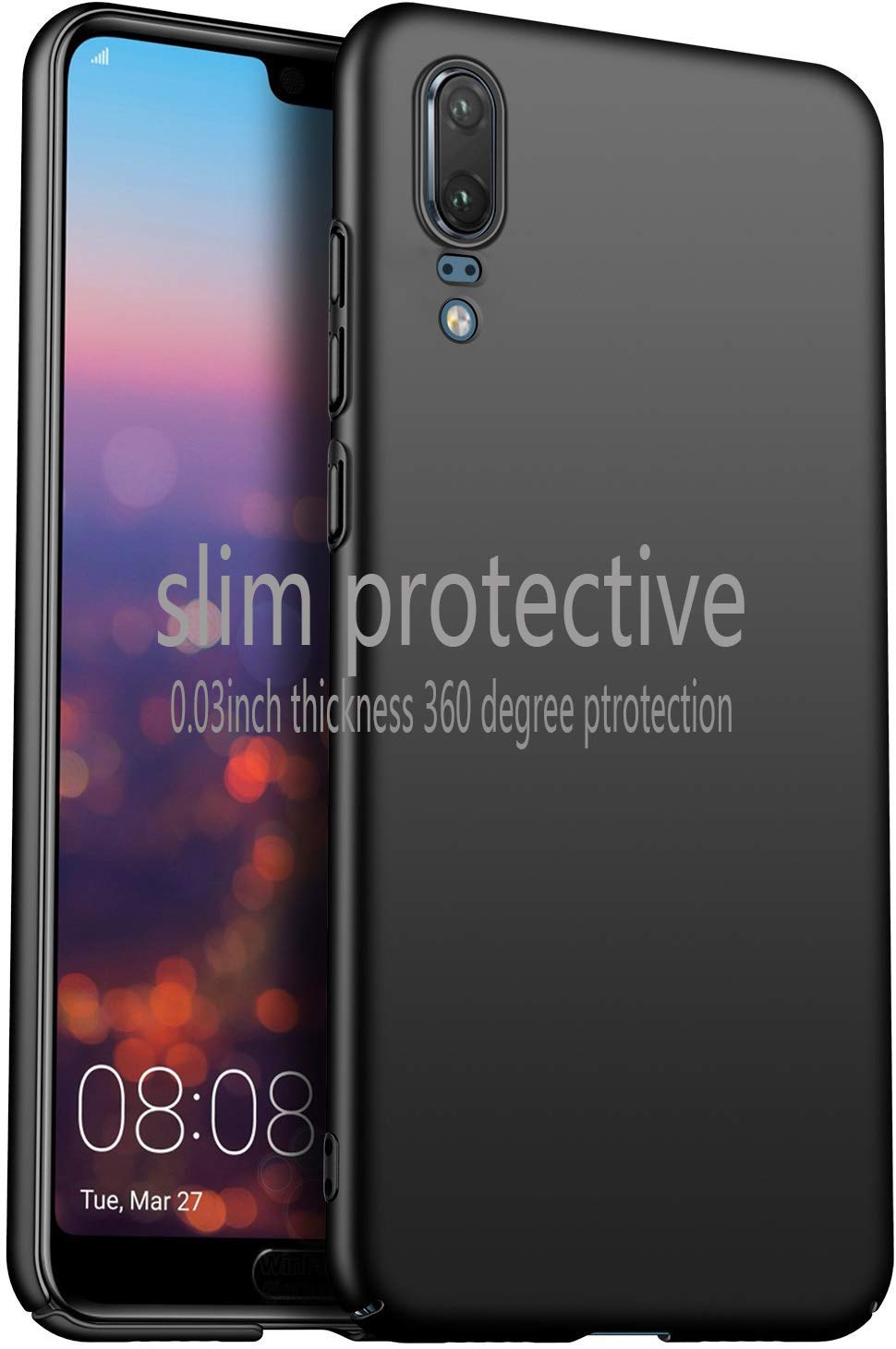 Case Compatible for Huawei P20 Case [Slim Protective] [Protect from Shock/Scratch/Drop/Marks] [Premium PC Plastic] Minimalist Hard Cover for Huawei P20 (Black)
