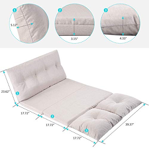 Harper & Bright Designs Floor Sofa Adjustable Lazy Sofa Bed, Foldable Mattress Futon Couch Bed, Beige