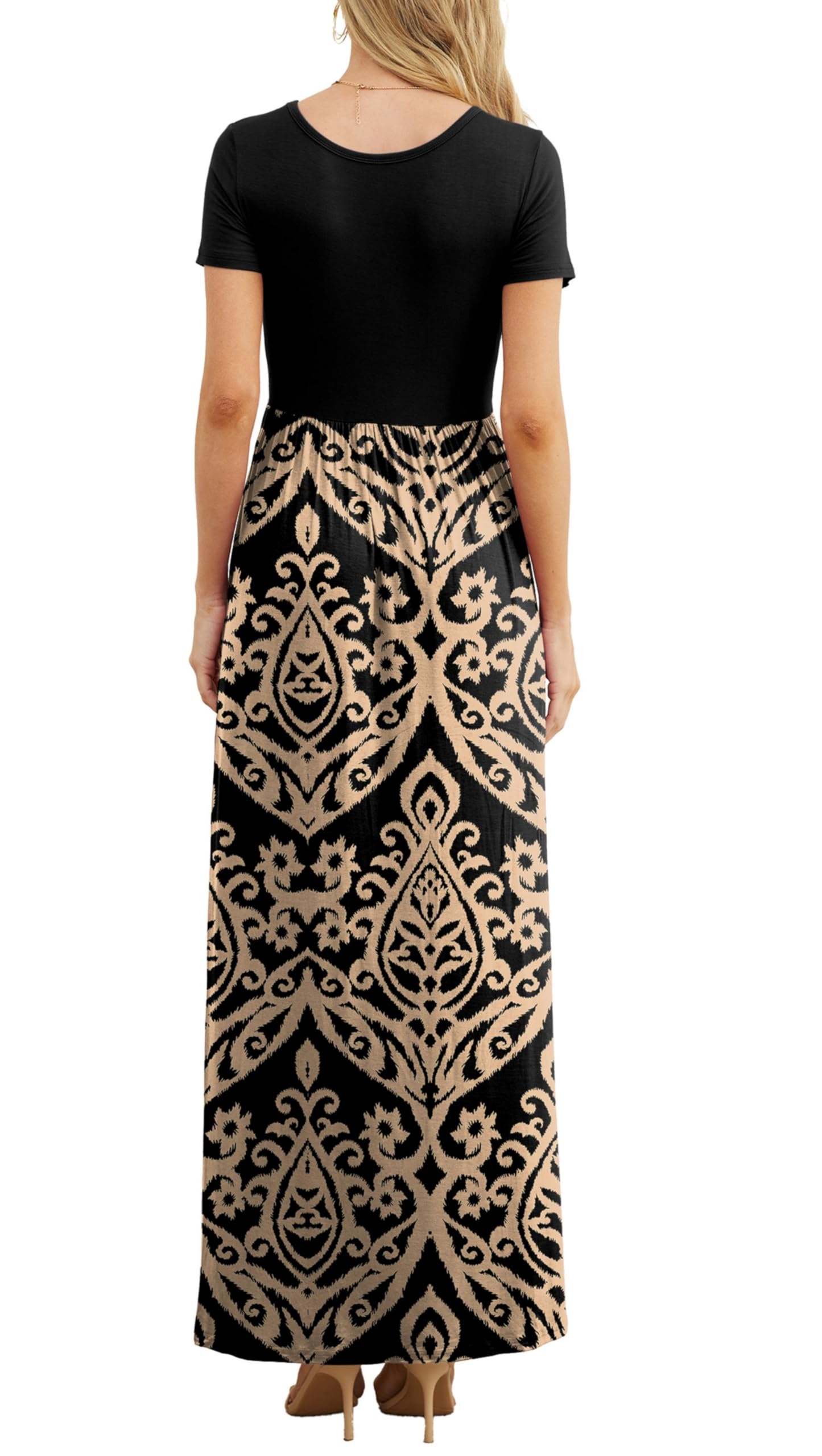 GRECERELLE Womens Summer Maxi Dress Casual Soft Loose Long Dresses for Graduation Resort Hawaiian M, Boho Khaki