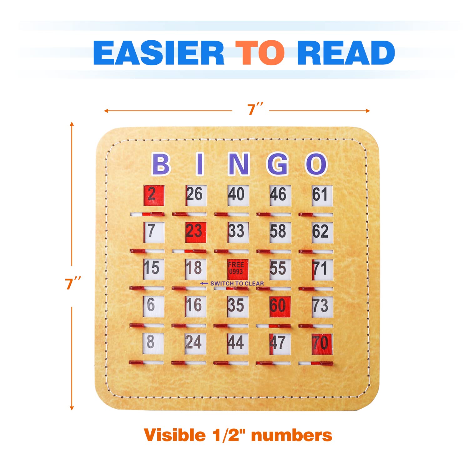 GSE Games & Sports Expert 5Ply Stitched Shutter Bingo Cards, Finger-Tip Shutter Slide Bingo Cards, Easy-Read Large Print Bingo Cardboard with Sliding Windows (10-Pack)