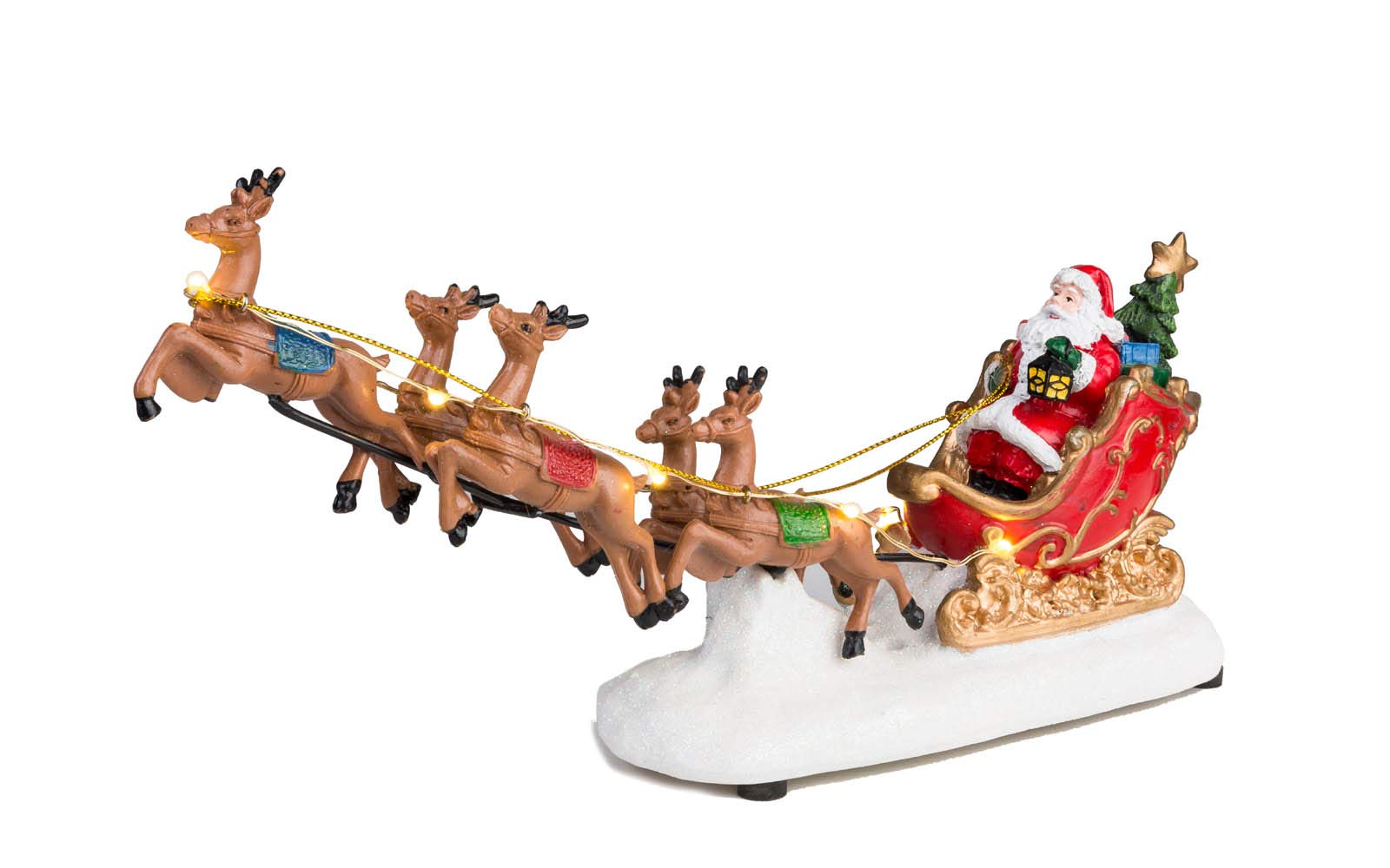 innodept12 Santa's Sleigh and Reindeer Assortment - Christmas Reindeer Car with LED Light UP