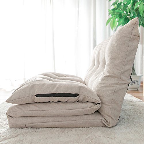Harper & Bright Designs Floor Sofa Adjustable Lazy Sofa Bed, Foldable Mattress Futon Couch Bed, Beige