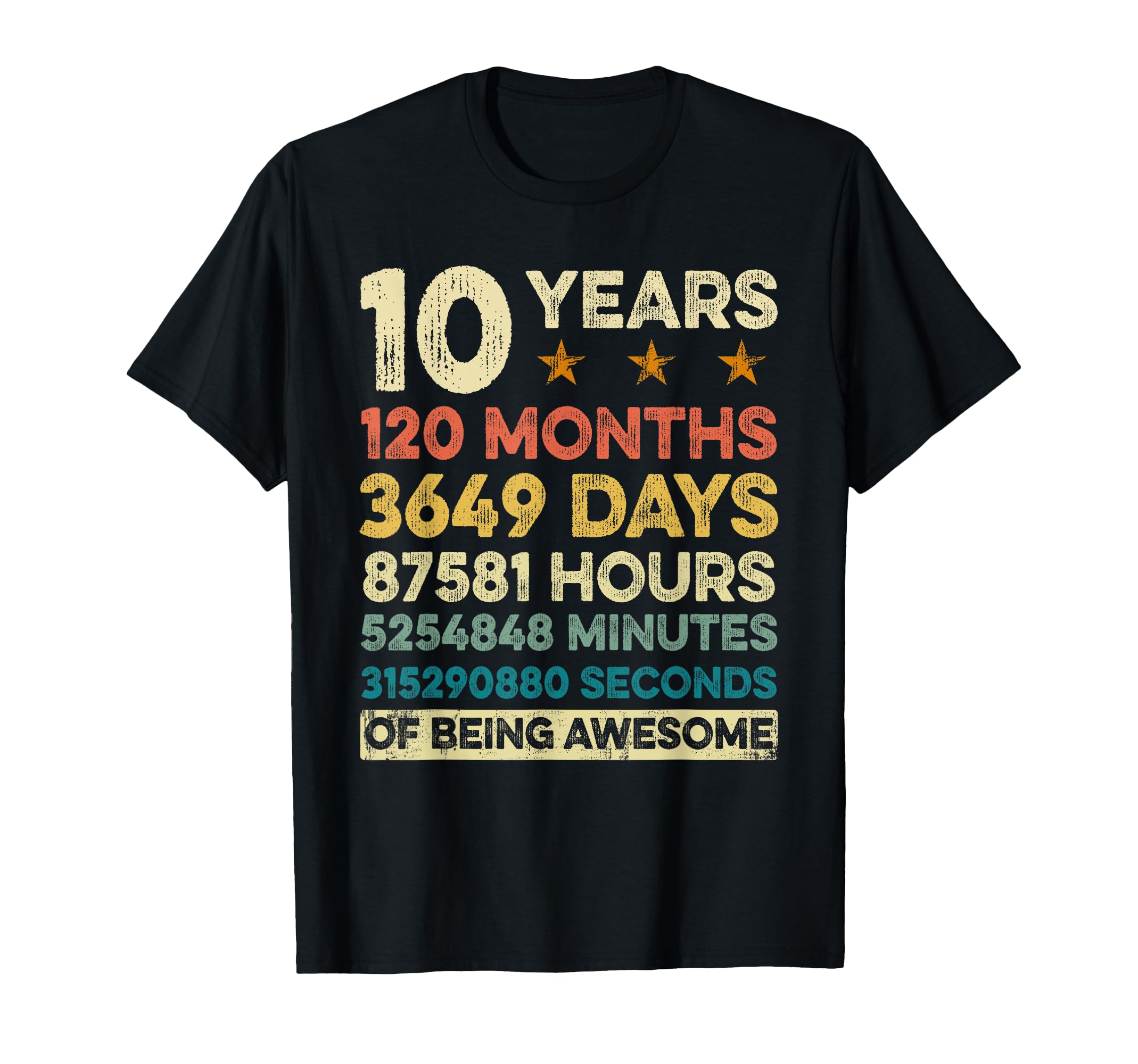 Vintage 10th Birthday Gift 10 Years Old 120 Months T-Shirt