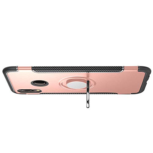 Phone Case for Huawei P20 Lite with Tempered Glass Screen Protector Cover and Magnetic Stand Ring Holder Slim Hybrid Hard Cell Accessories Kickstand Huwai P20lite P 20 Haweii Nova 3E Cases Rose Gold