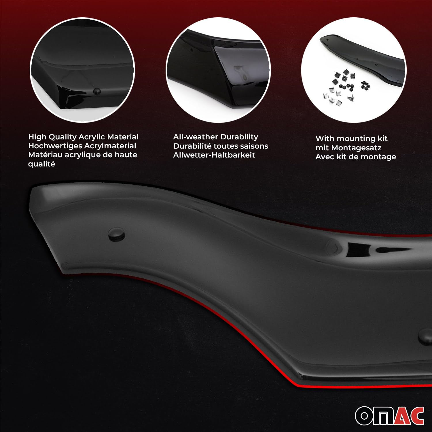OMAC Front Bug Shield Hood Deflector Guard for VW Tiguan 2018-2021 Black Smoke