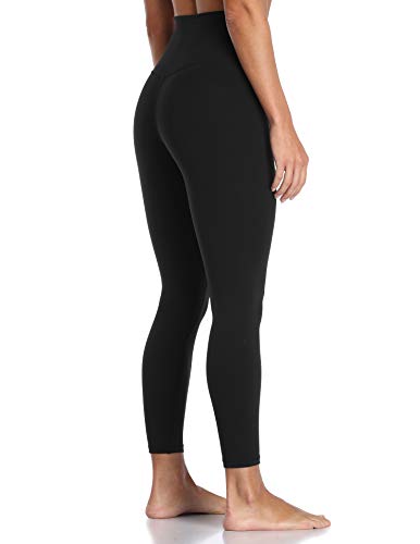 Colorfulkoala Women's High Waisted Tummy Control Workout Leggings 7/8 Length Ultra Soft Yoga Pants 25" (M, Black)