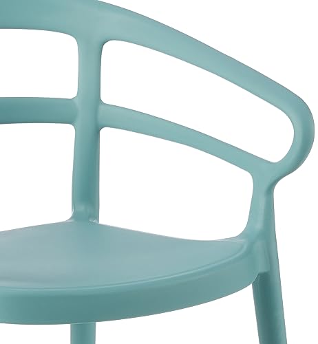 Amazon Basics Light Blue, Curved Back Dining Chair-Set of 2, Premium Plastic