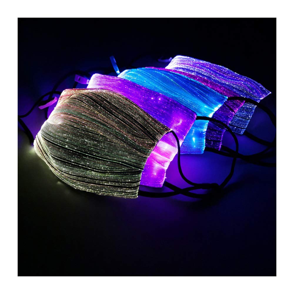 MJ LED Light up Face Mask 7 Color Lights USB Rechargeable Glowing Luminous Mask for Party Festival Dancing Rave Masquerade(White)