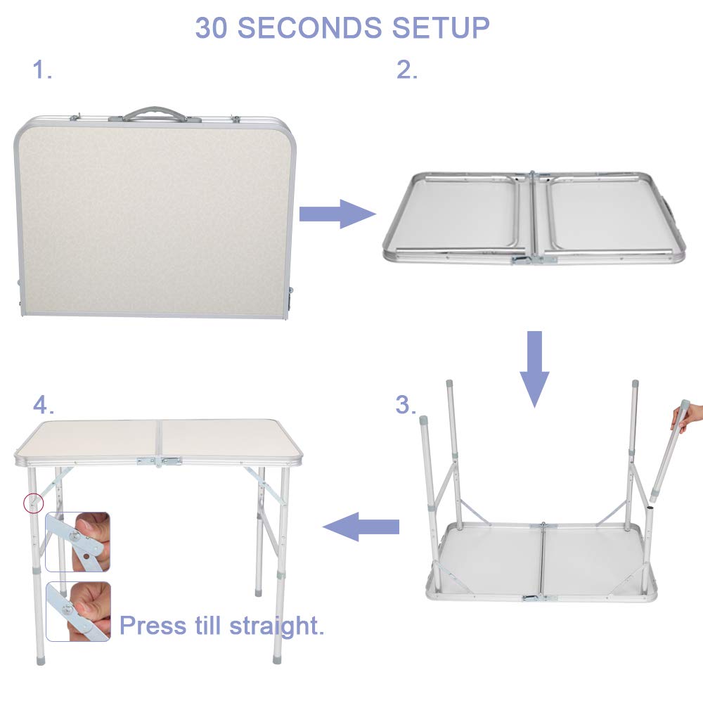 Aluminum Alloy Folding Table,Multipurpose Portable Aluminum Alloy Folding Table (90 x 60 x 70cm)