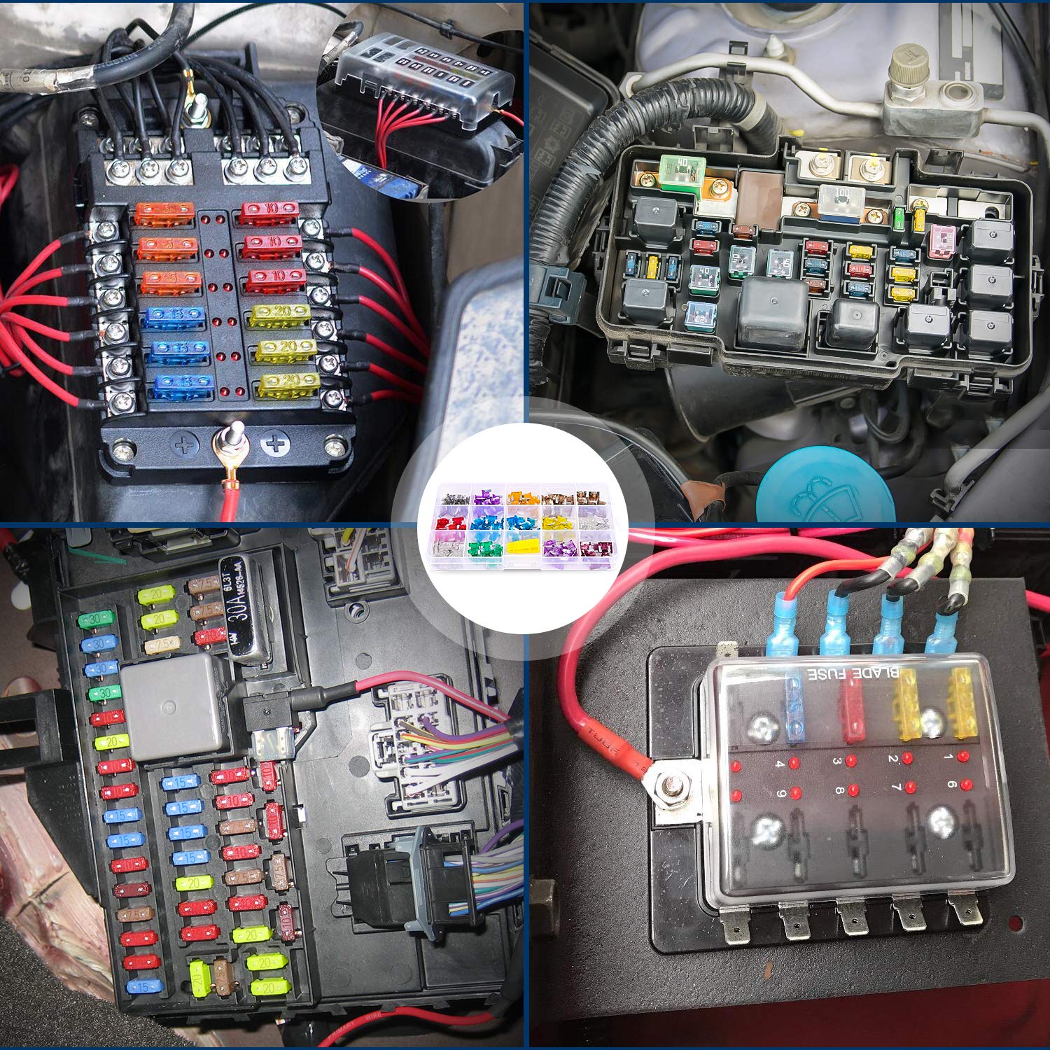 Nilight - 50014R 140pcs Low Profile Mini Blade Fuse Assortment, 2A 3A 5A 7.5A 10A 15A 20A 25A 30A 35A 40A Mini Blade Fuses for Car Boat Truck SUV Automotive