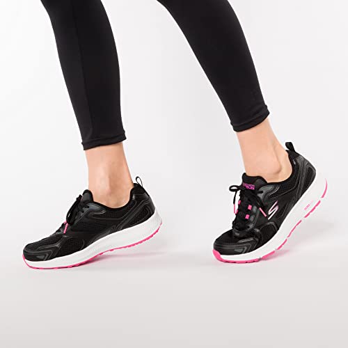 Skechers womens Sneaker, Black/Pink, 9 Wide US