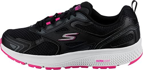 Skechers womens Sneaker, Black/Pink, 9 Wide US