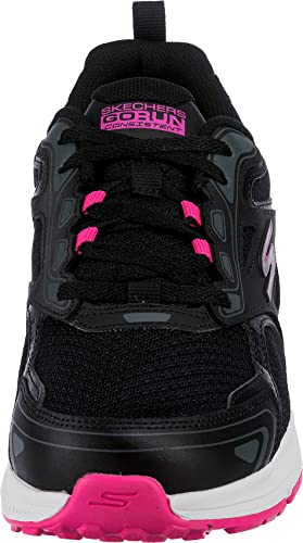 Skechers womens Sneaker, Black/Pink, 9 Wide US