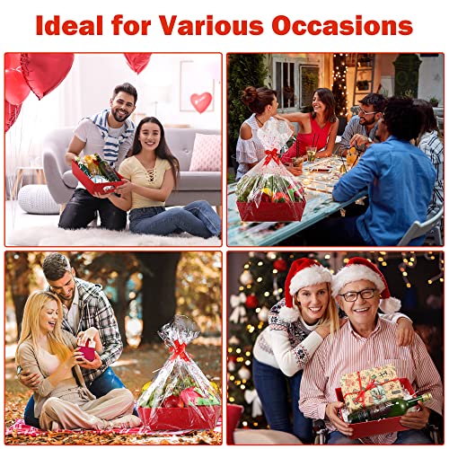 5 Pack Baskets for Gifts Empty to Fill, Valentine Day [Large Size] Gift Basket Kit Craftsmanship & Thickened Kraft Wine Gift Basket Bulk for Wedding, Display, Birthday, Picnics, Camping, Christmas