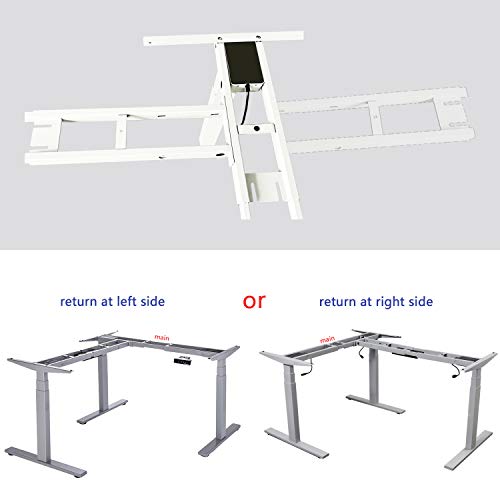 VWINDESK VJ301 L Shaped Electric Height Adjustable Standing Corner Desk Frame Only W/Triple Motor, Ergonomic Sit Stand Up Height Adjustable Steel Base with Digital Memory Keypad (Black)