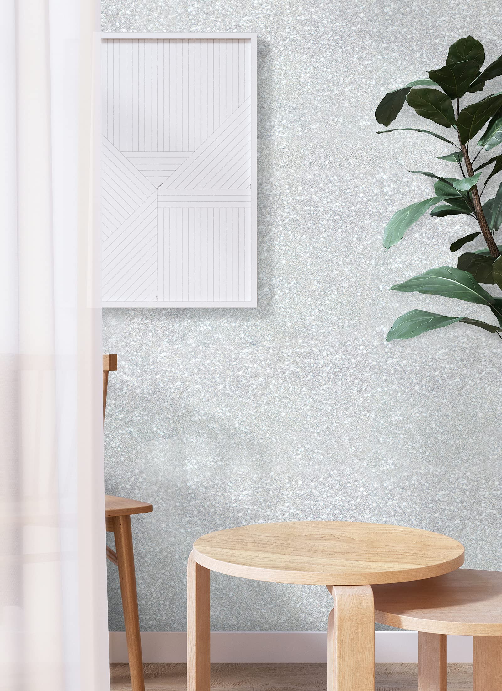 Kitico Glitter Silver Wallpaper Silver Contact Paper Silver Creative Covering Peel and Stick Wallpaper Removable Self Adhesive Paper DIY Vinyl Roll 17.7"x78.7"