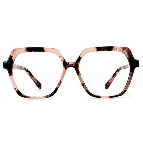 REECKEY Blue Light Glasses for Women, Computer Glasses Women Blue Light Blocking, Oversized Blue Light Filter Glasses, Gaming Glasses, Anti Blue Light Glasses, Square Eye Glasses (Pattern)