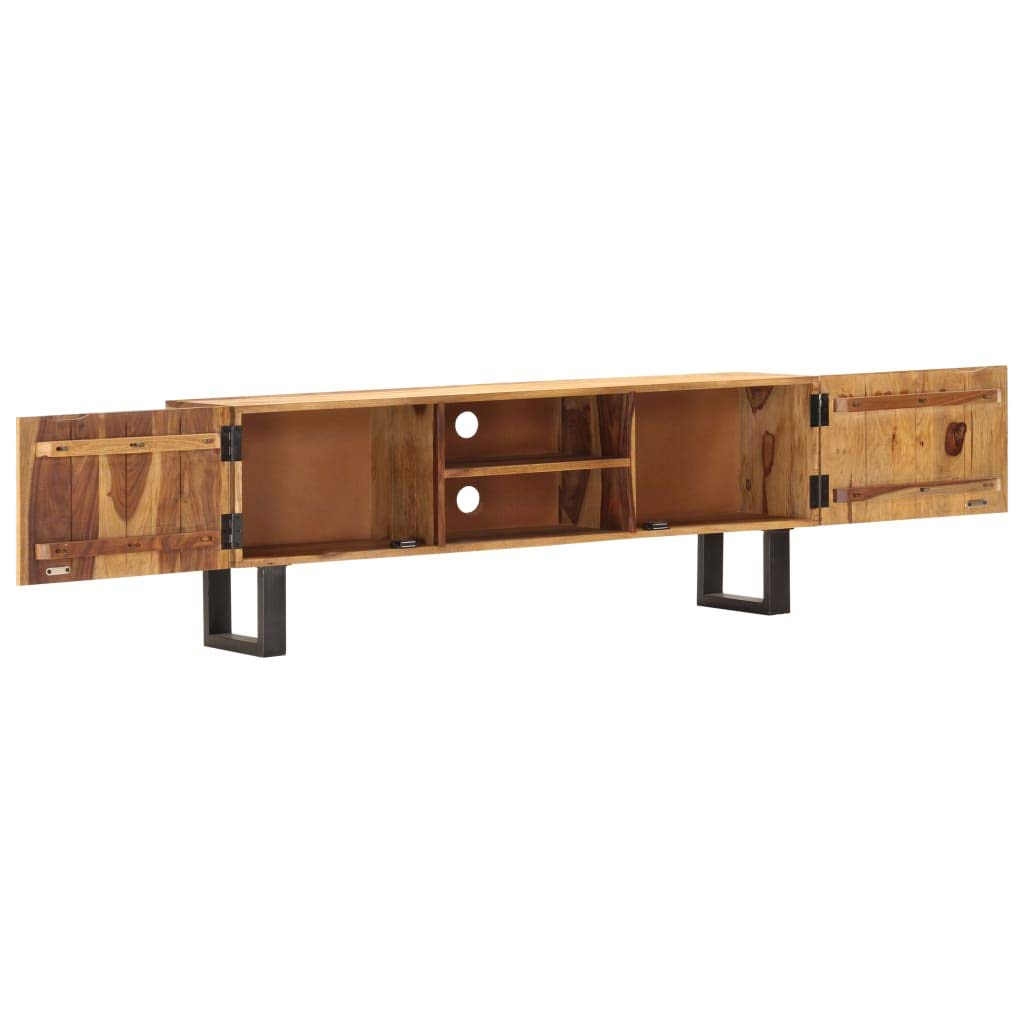 vidaXL TV Stand, TV Unit for Living Room Bedroom, Sideboard with Storage, TV Console Media Unit Cupboard, Industrial Style, Solid Wood Sheesham