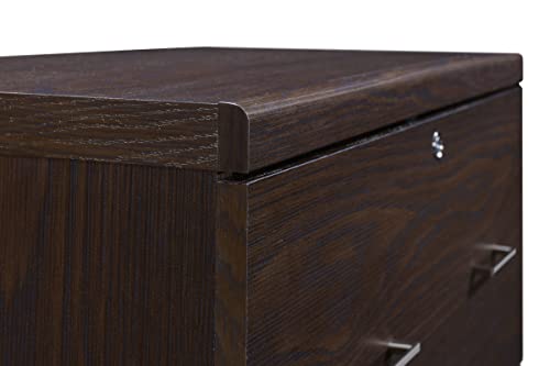 OSP Home Furnishings Alpine 2-Drawer File Cabinet with Locking Top Drawer and Lockdowel Fastening System, Lateral, Espresso