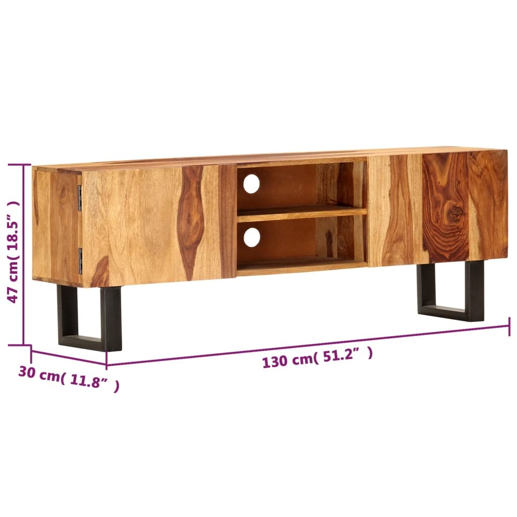 vidaXL TV Stand, TV Unit for Living Room Bedroom, Sideboard with Storage, TV Console Media Unit Cupboard, Industrial Style, Solid Wood Sheesham