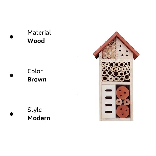 FUNPENY Wooden Insect House, Insect Hotel with Brush for Butterfly, Bees and Ladybugs